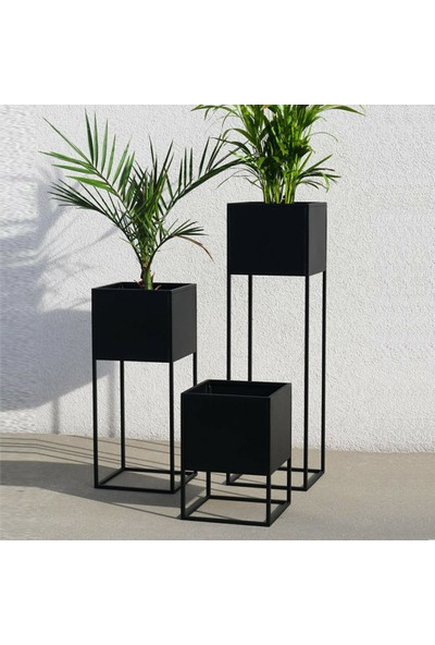 3Art Metal Dekoratif Metal 3'lü Set Ayaklı Saksılık