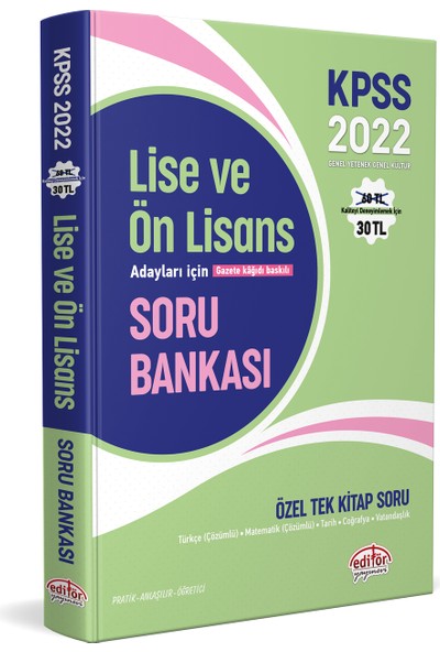 2022 Kpss Lise ve Ön Lisans Adayları Için Özel Tek Kitap Soru Bankası Editör Yayınları 2022 Kpss Lise ve Ön Lisans Adayları Için Özel Tek Kitap Soru Bankası Editör Yayınları