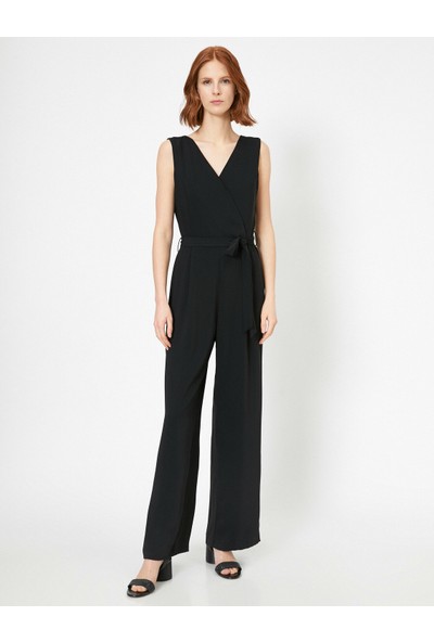 Koton V Yaka Beli Baglamali Genis Paça Tulum