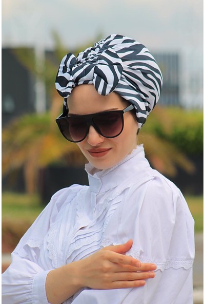 Amisos Bone Şal Desenli Fiyonklu Bone Zebra Desen - Yeni Model Tesettür Giyim Amisos Bone Şal Desenli Fiyonklu Bone Zebra Desen - Yeni Model Tesettür Giyim