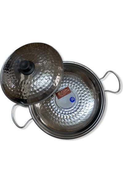 Essen Ticaret Kapaklı Kavurma Sacı 30 cm Paslanmaz Krom