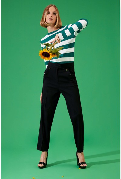 DeFacto Yüksek Bel Straight Fit Düğme Detaylı Pantolon W1003Az21Au