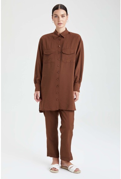 DeFacto Regular Fit Esnek Belli Viskon Pantolon V5037Az21Au