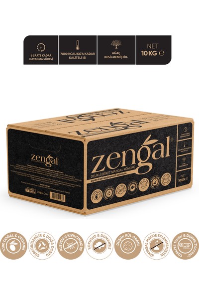 Zengal Delikli Briket Mangal Kömürü 10KG (6 Saat 7800 Kcal/kg) Zengal Delikli Briket Mangal Kömürü 10KG (6 Saat 7800 Kcal/kg)