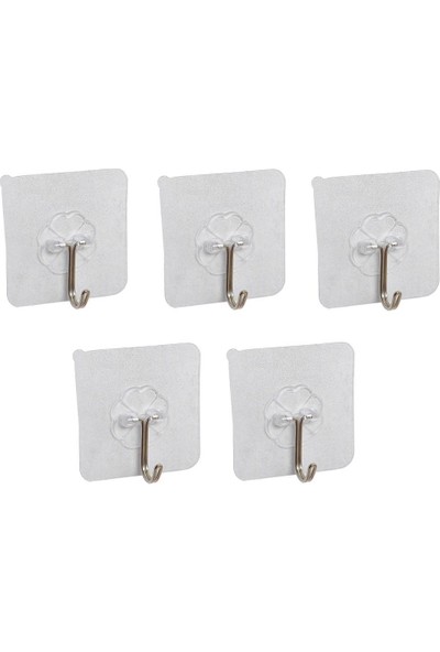 Jetfast Kendinden Yapışkanlı Şeffaf Askı Metal Kancalı Askılık 5 Adet Jetfast Kendinden Yapışkanlı Şeffaf Askı Metal Kancalı Askılık 5 Adet
