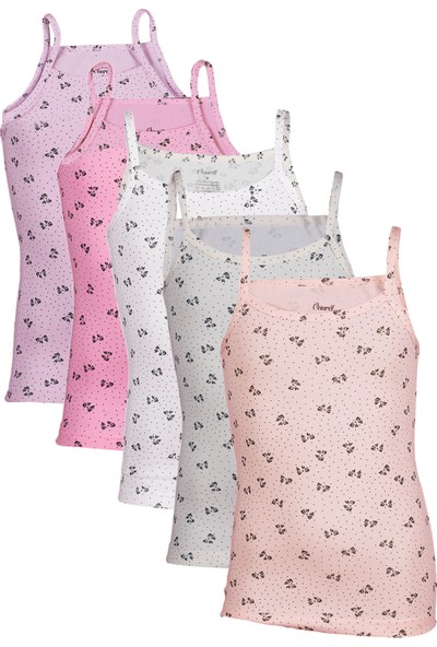 Pijimamas 5'li Baskılı Kız Ip Askılı Atlet 224 Fiyonk