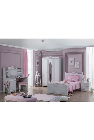 Bubu Home Bella Genç Odası Takımı ( 3 Kapaklı dolap + Aynalı çamaşırlık + Karyola + Komodin + Çalışma masası ) Bubu Home Bella Genç Odası Takımı ( 3 Kapaklı dolap + Aynalı çamaşırlık + Karyola + Komodin + Çalışma masası )
