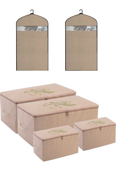 Umbellatum Hurç 6'lı Set 52 x 28 x 21 - 30 x 22 x 18 cm. ve Elbise Kılıfı - Organizer - Saklama Çantası