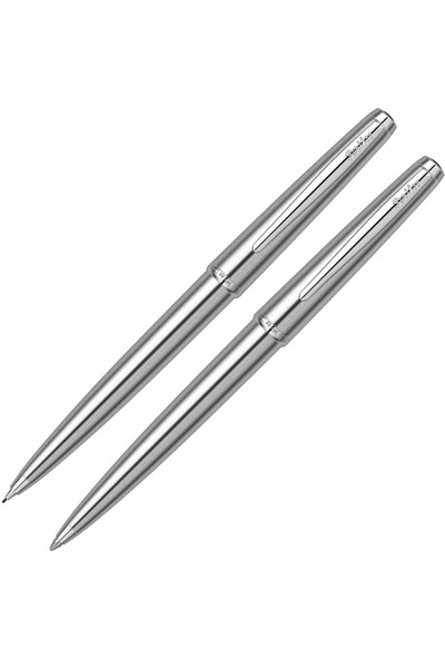 Scrikss Kişiye Özel Tükenmez Kalem + Versatil Kalem Set Krom Scrikss Kişiye Özel Tükenmez Kalem + Versatil Kalem Set Krom