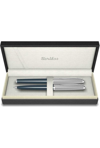 Scrikss Kişiye Özel Dolma Kalem + Tükenmez Kalem Lacivert