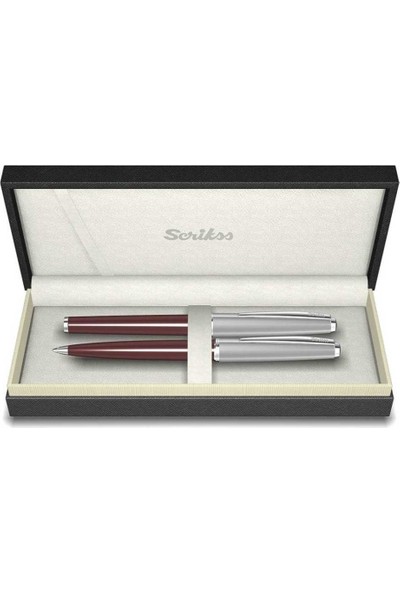 Scrikss Kişiye Özel Dolma Kalem + Tükenmez Kalem Bordo