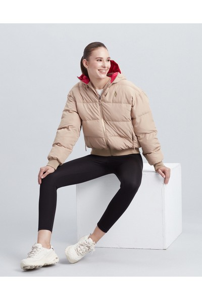Skechers W Puffer Flexi Hooded Jacket Kadın Bej Mont - S212007-211 Skechers W Puffer Flexi Hooded Jacket Kadın Bej Mont - S212007-211