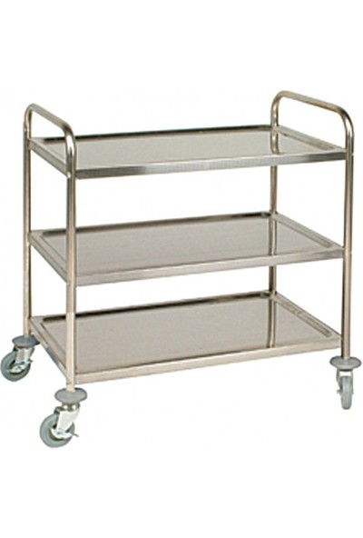 Bem Servis Arabası Krom Paslanmaz 3 Katlı 80*50*85