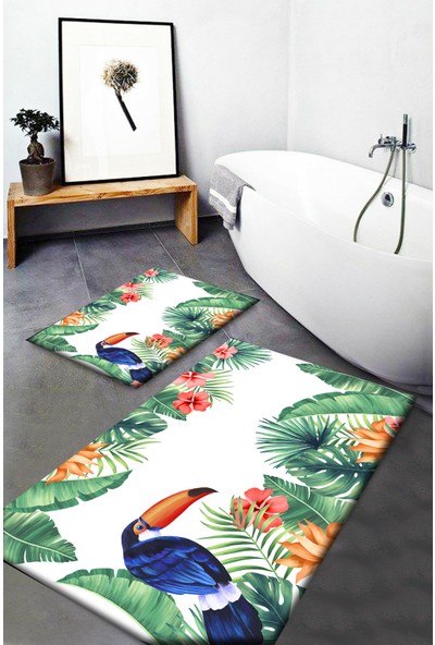 Soho Topikal Papağan Desenli Yıkanabilir Kaymaz Taban 2li Banyo Halısı Paspas Klozet Takımı Soho Topikal Papağan Desenli Yıkanabilir Kaymaz Taban 2li Banyo Halısı Paspas Klozet Takımı