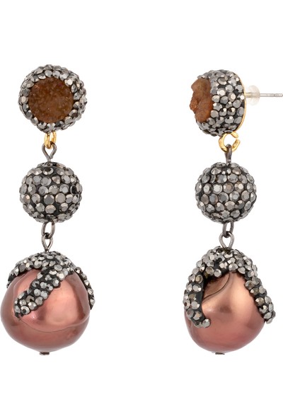 Uslada Bijoux House Uslada Incili ve Kuvars Taşlı Küpe