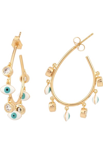 Uslada Bijoux House Uslada Shakira Nazar Göz Oval Halka Küpe Uslada Bijoux House Uslada Shakira Nazar Göz Oval Halka Küpe