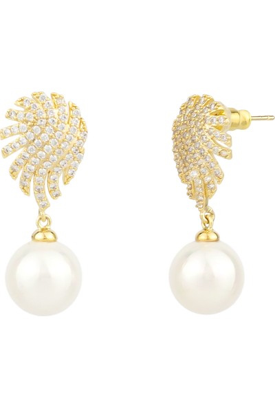 Uslada Bijoux House Uslada Zirkon Taşlı Incili Küpe