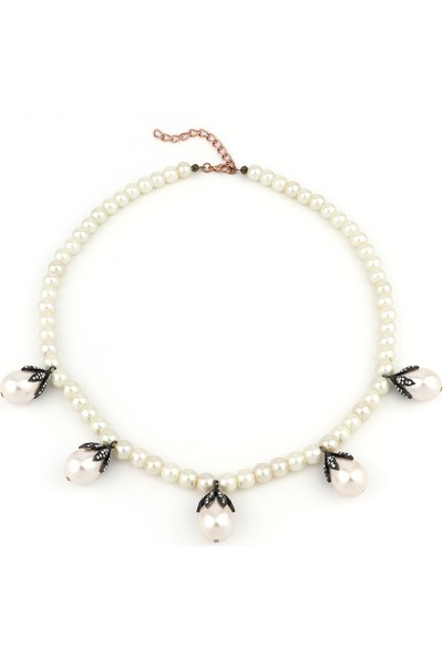 Uslada Bijoux House Uslada Beşli Damla Incili Kolye