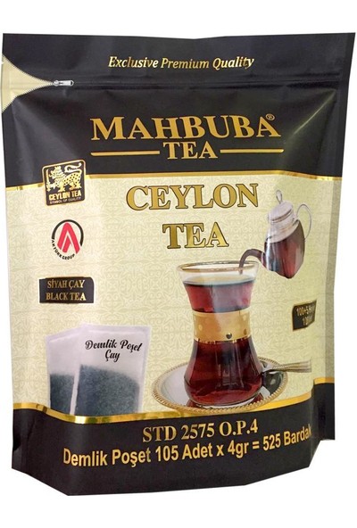 Mahbuba STD 2575 Ceylon ( Seylan ) Siyah Demlik Poşet Çay 105x4gr Mahbuba STD 2575 Ceylon ( Seylan ) Siyah Demlik Poşet Çay 105x4gr