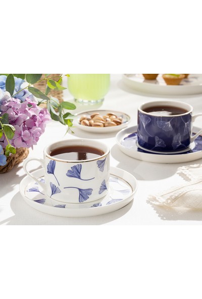 English Home Gingko Biloba New Bone 2'li Çay Fıncanı Takımı 220 ml Lacivert-Beyaz English Home Gingko Biloba New Bone 2'li Çay Fıncanı Takımı 220 ml Lacivert-Beyaz