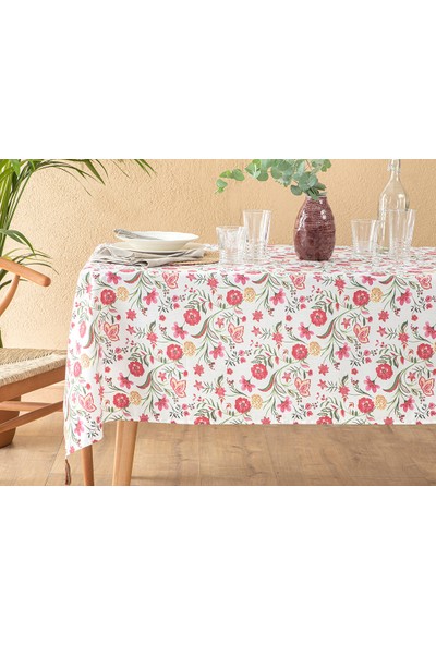 English Home Sweet Flowers Polycotton Püsküllü Masa Örtüsü 150 x 220 cm Renkli English Home Sweet Flowers Polycotton Püsküllü Masa Örtüsü 150 x 220 cm Renkli