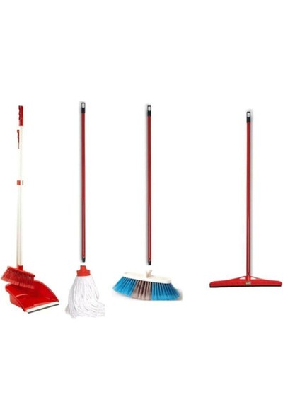 Emr Züccaciye Fırça + Süpürge + Çekpas + Saplı Faraş Mop Seti 4'lü Emr Züccaciye Fırça + Süpürge + Çekpas + Saplı Faraş Mop Seti 4'lü