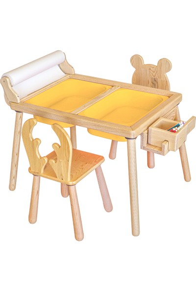 Wood & Joy Woodnjoy Masif Ağaç Aktivite & Çalışma Masası + 2 Sandalye Wood & Joy Woodnjoy Masif Ağaç Aktivite & Çalışma Masası + 2 Sandalye