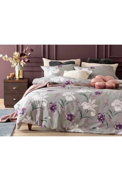 English Home Mystic Iris Pamuklu Tek Kişilik Nevresım Setı 160X220 cm Gri English Home Mystic Iris Pamuklu Tek Kişilik Nevresım Setı 160X220 cm Gri