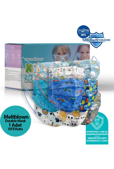 Medizer Full Ultrasonik Cerrahi Erkek Çocuk Maskesi 50 Adet Burun Telli 10'ar Adet 5 Farklı Desen Medizer Full Ultrasonik Cerrahi Erkek Çocuk Maskesi 50 Adet Burun Telli 10'ar Adet 5 Farklı Desen