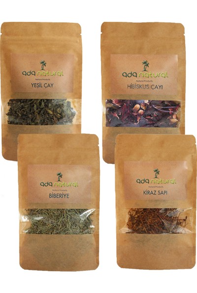 Ada Natural Detoks Çayı 4 Lü Set :yeşil Çay, Hibiskus, Kiraz Sapı, Biberiye