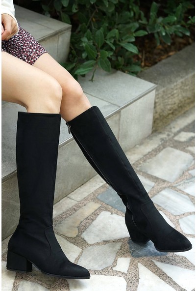 Mio Gusto Kadın Siyah Süet Çizme