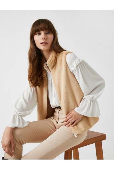 Koton Kürk Yelek Fermuarli Kolsuz