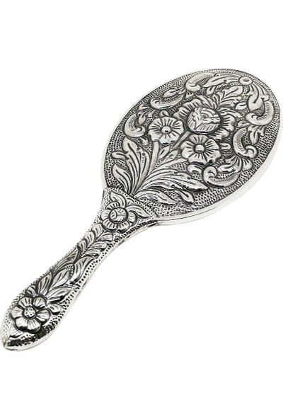 Altın Sepeti Papatya Motifli Gümüş El Aynası Altın Sepeti Papatya Motifli Gümüş El Aynası