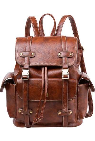 Nanstore Kadın Deri Yumuşak Retro Sırt Çantası (Yurt Dışından)