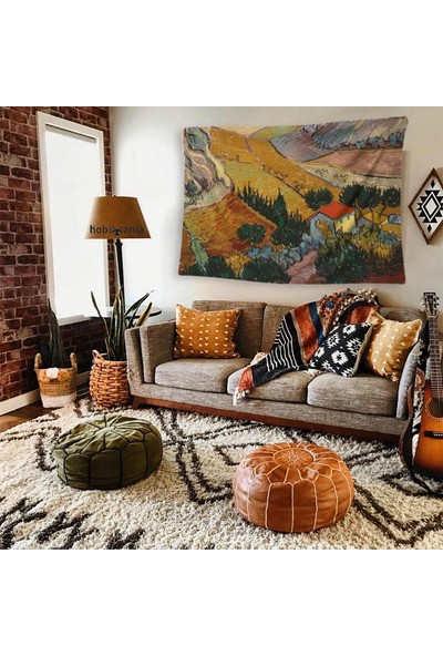 Hobimania Duvar Örtüsü Tapestry Vincent Van Gogh Landscape With House And Ploughman 70X100 cm Duvar Dekorasyon Moda Hobimania Duvar Örtüsü Tapestry Vincent Van Gogh Landscape With House And Ploughman 70X100 cm Duvar Dekorasyon Moda