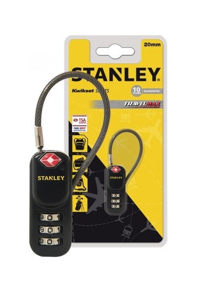 Stanley Asma Kilit 3 Şifre Kombinasyonlu Siyah 20MM S742-060