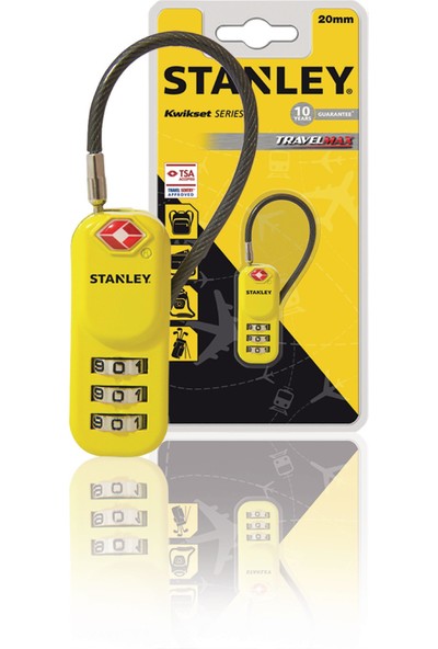 Stanley 3 Şifre Kombinasyonlu Sarı 20MM Asma Kilit S742-061 Stanley 3 Şifre Kombinasyonlu Sarı 20MM Asma Kilit S742-061