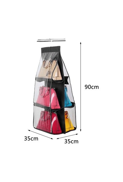 Rennway 6 Gözlü Pratik Dolap Içi Çanta Askılığı/organizer (Siyah)