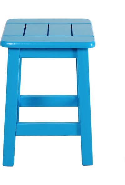 Bart Mobilya Ahşap Tabure Renkli Mavi