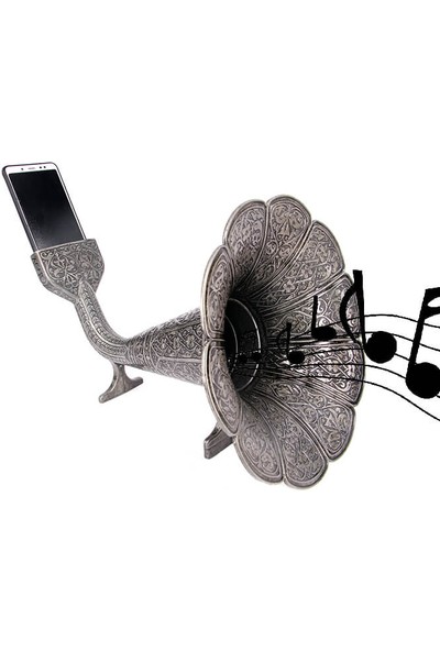 Go İthalat Telefon Ses Yükseltici Gramofon Zamak Gümüş