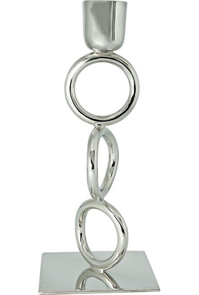 MiaKuba Üçlü Halkalı Gümüş Şamdan (17 Cm)