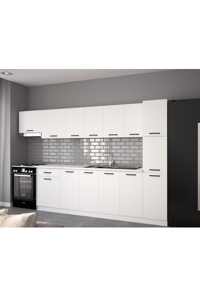 Visas Concept 320 cm Bulut Hazır Mutfak Dolabı Kiler ve Aspiratör Modüllü Beyaz Visas Concept 320 cm Bulut Hazır Mutfak Dolabı Kiler ve Aspiratör Modüllü Beyaz