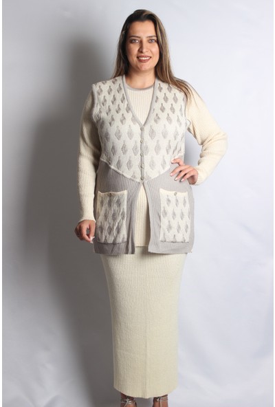 Sude My Gri Yelekli 3 Lü Triko Takım 202