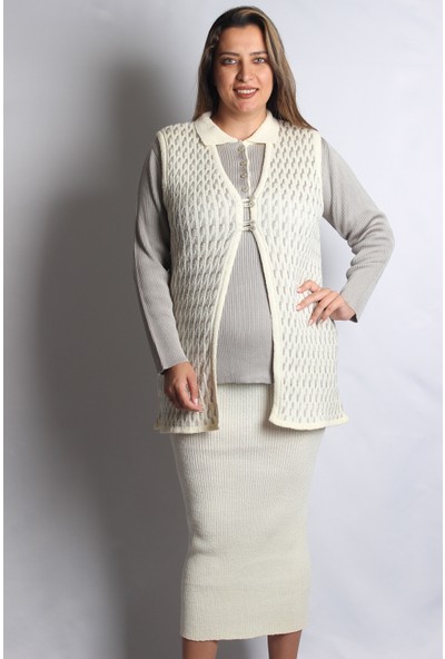 Sude My Gri Gömlek Yaka Yelekli 3 Lü Triko Takım 204 Sude My Gri Gömlek Yaka Yelekli 3 Lü Triko Takım 204