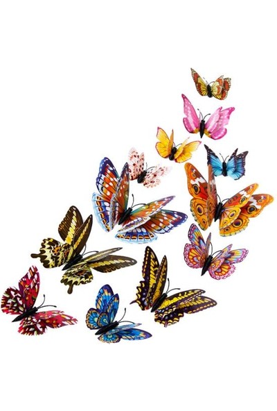 Nanstore 12 Adet 3D Kelebek Duvar Çıkartmaları (Yurt Dışından)