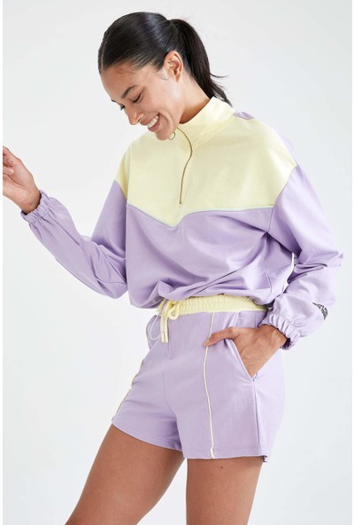 DeFacto Renk Bloklu Yarım Fermuarlı Sweatshirt V3138Az21Au