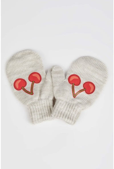 DeFacto Kız Çocuk Kiraz Desenli Triko Eldiven V1291A621WN DeFacto Kız Çocuk Kiraz Desenli Triko Eldiven V1291A621WN
