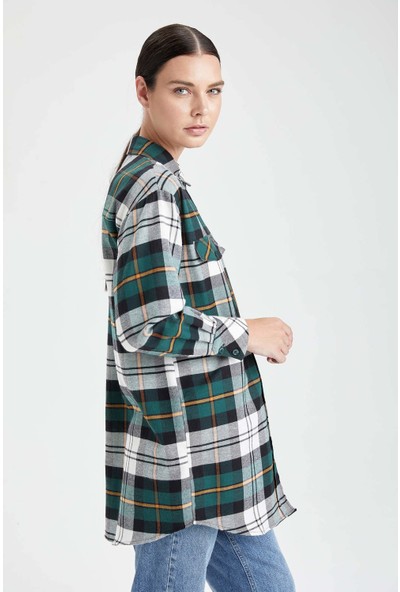 DeFacto Relax Fit Kareli Oduncu Gömlek Tunik V9112Az21Au