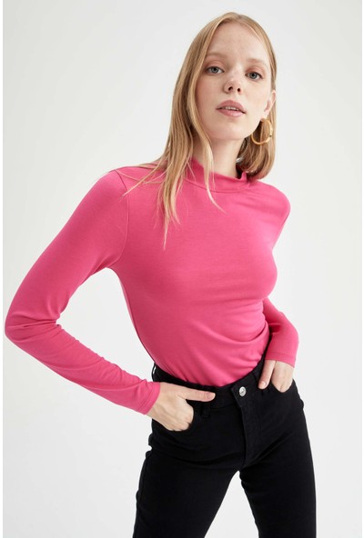 DeFacto Basic Yarım Balıkçı Yaka Slim Fit Uzun Kollu Tişört W1427Az21Au DeFacto Basic Yarım Balıkçı Yaka Slim Fit Uzun Kollu Tişört W1427Az21Au