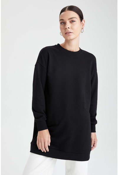 DeFacto Oversize Fit Bisiklet Yaka Kalın Sweatshirt Kumaşı Sweatshirt Tunik W2133AZ21WN
